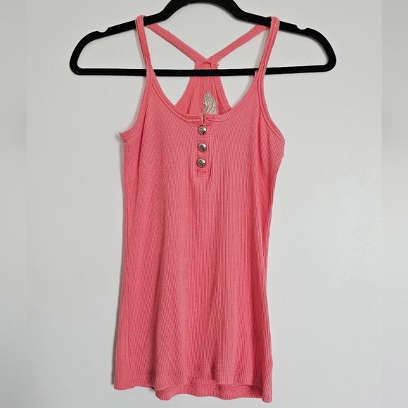 garula | Tops | Garula Gyaru Stretchy Ribbed Coral Pink Sleeveless Tank ...